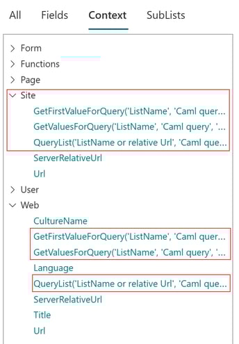 How to use Lightning Forms context query functions