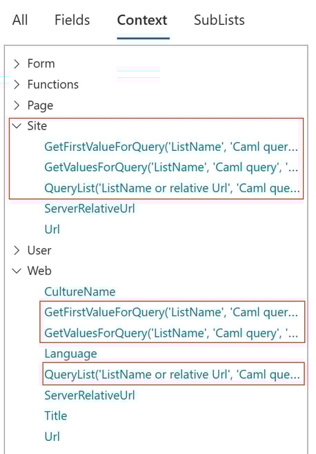 How to use Lightning Forms context query functions