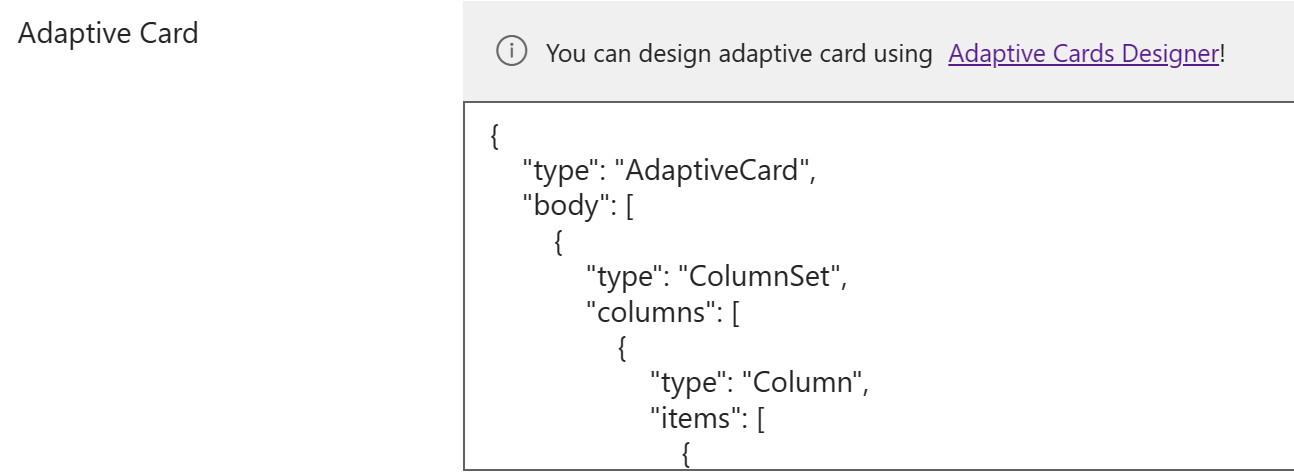 Lightning Conductor Adaptive Card example