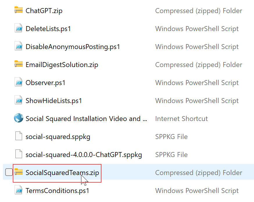 Install Social Squared to a single Teams team